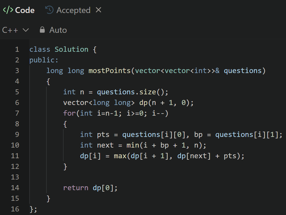 2140. Solving Questions With Brainpower 解題紀錄 - 佛朗火箭製造基 (@supersonico ...
