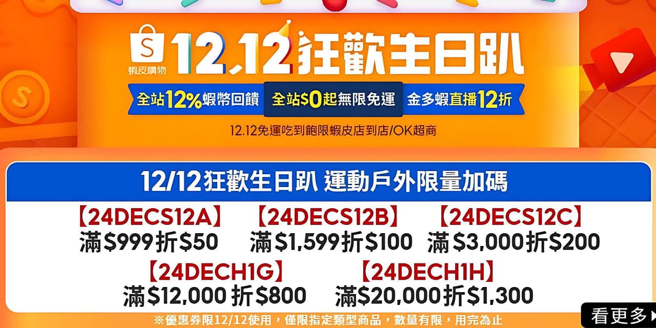 蝦皮12.12折扣碼｜一頁領券GO🥊 - 油飯DD｜省錢攻略 (@t5976) | Dcard