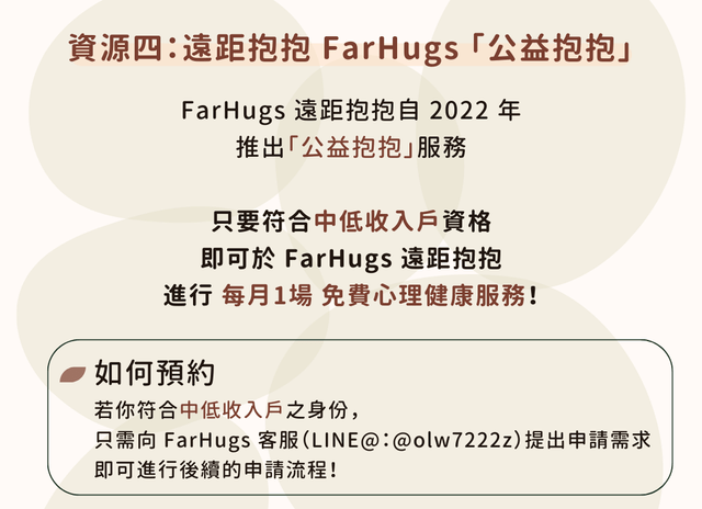 2024 全台免費心理諮商資源、24 小時免費心理諮詢專線一次看 - FarHugs 遠距抱抱 (@farhugs_tw) | Dcard
