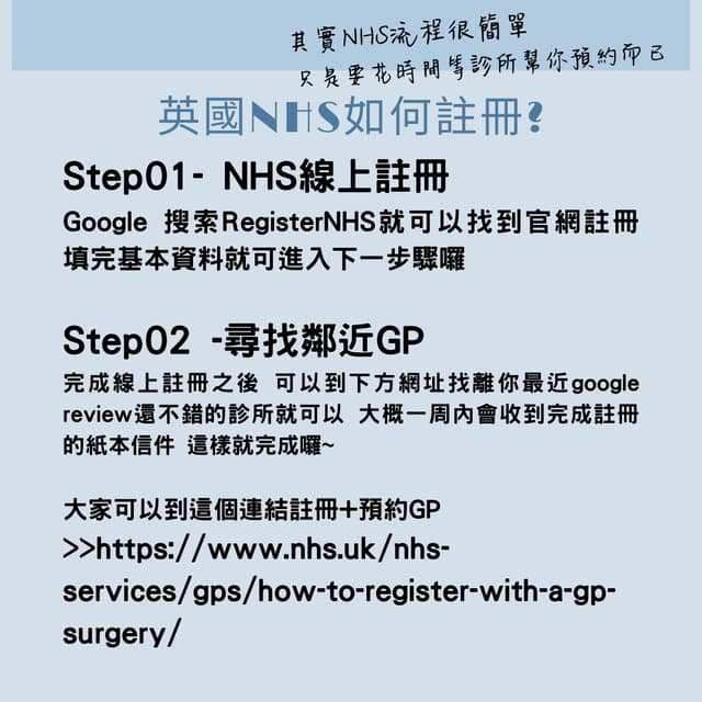 英國醫療註冊懶人包｜GP、NHS、牙醫 - 貝兒 🥀Liin (@whatthefa12) | Dcard