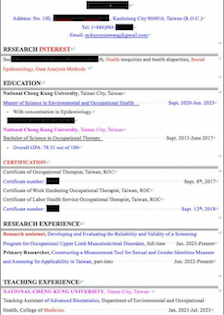 #經驗分享 CV 基礎格式 - 留學板 | Dcard