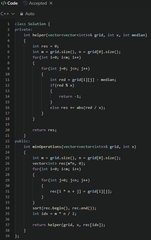 2033. Minimum Operations to Make a Uni-Value Grid 解題紀錄 - 佛朗火箭製造基 (@supersonico) | Dcard