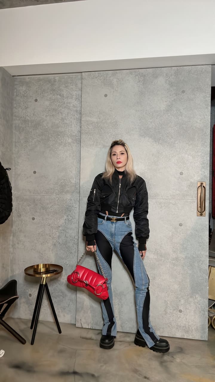 今日穿搭。上衣H&M Mugler 聯名。褲子Mugler. 外套Coperni 包Gucci - Jo愛造型 ...