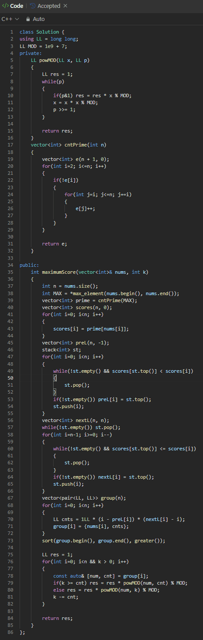 2818. Apply Operations to Maximize Score 解題紀錄 - 佛朗火箭製造基 (@supersonico) | Dcard