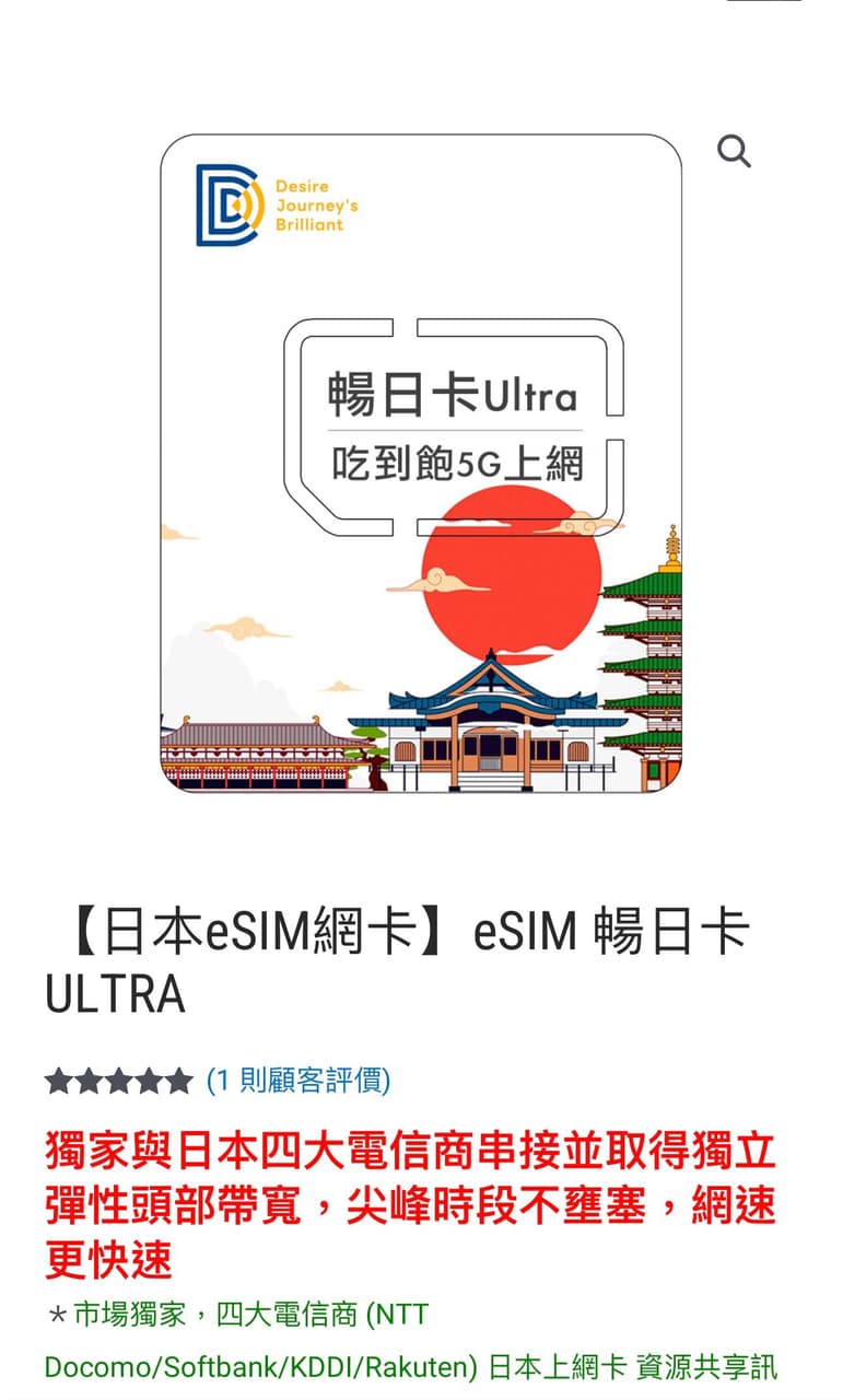 已售出 日本eSIM DJB暢日卡 ULTRA - 日本旅遊板 | Dcard