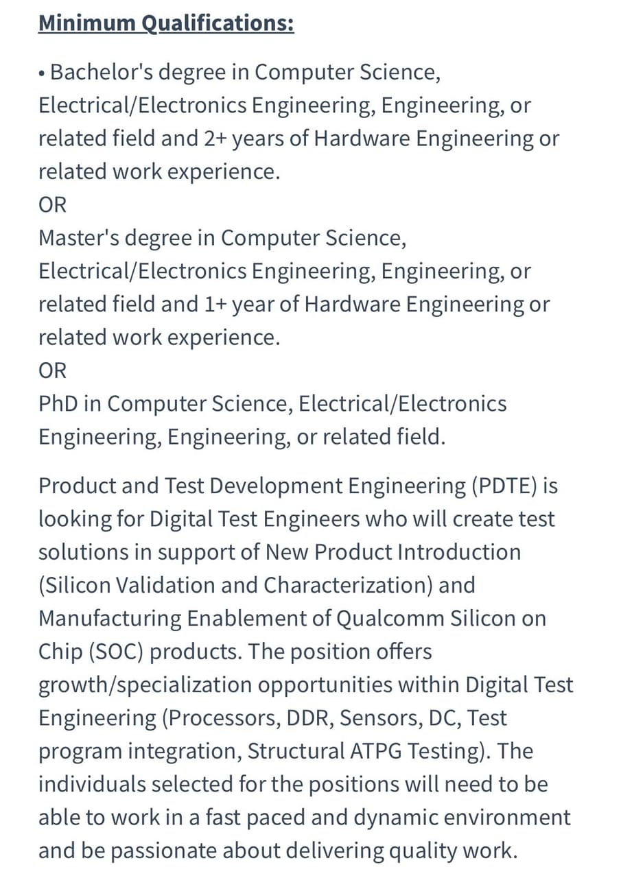 高通 APAC Digital SOC Test Engineer請教 - 科技業板 | Dcard