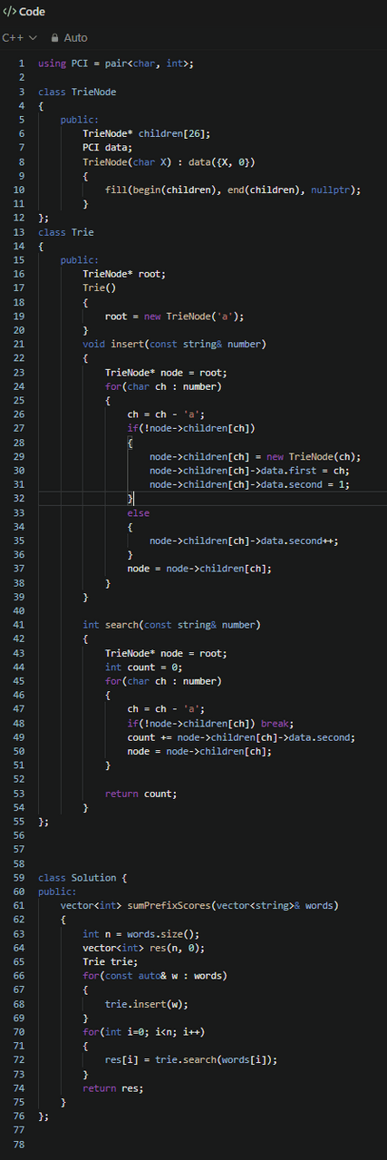 2416. Sum of Prefix Scores of Strings 解題紀錄 - 佛朗火箭製造基 (@supersonico) | Dcard