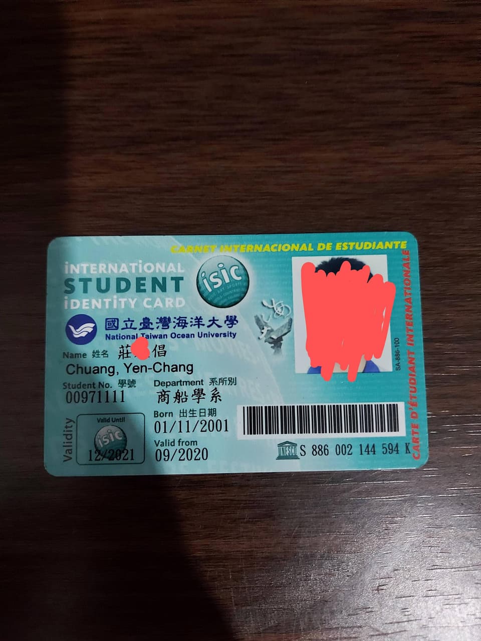 拾獲學生證 海洋大學板 Dcard