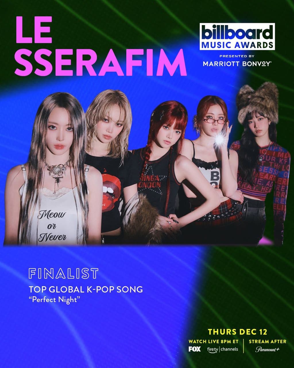 #情報 LE SSERAFIM 《Perfect Night》入圍 Billboard Music Aeards TOP GLOBAL K ...