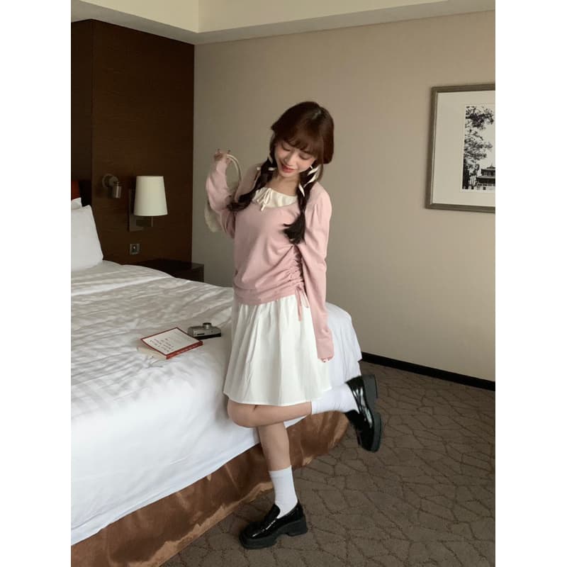 #我要賣 轉賣ANOTHER.Q純慾芭蕾少女假兩件針織衣(粉色) - 二手交易板 | Dcard