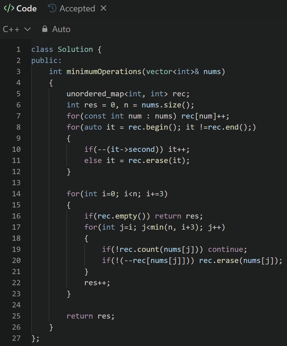 3396. Minimum Number of Operations to Make Elements in Array Distinct 解題紀錄 - 佛朗火箭製造基 ...