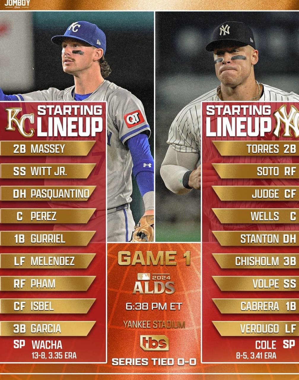 #賽事討論 2024/10/6 MLB ALDS G1 / 皇家 VS. 洋基 / 賽事討論區（M.Wacha VS. G.Cole) 系列賽 0-0 - MLB板 | Dcard