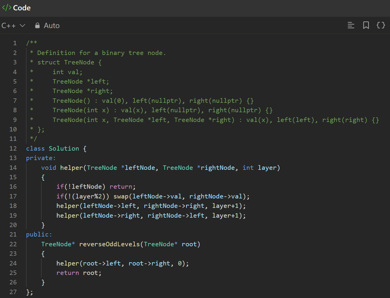 2415. Reverse Odd Levels of Binary Tree 解題紀錄 - 佛朗火箭製造基 (@supersonico) | Dcard