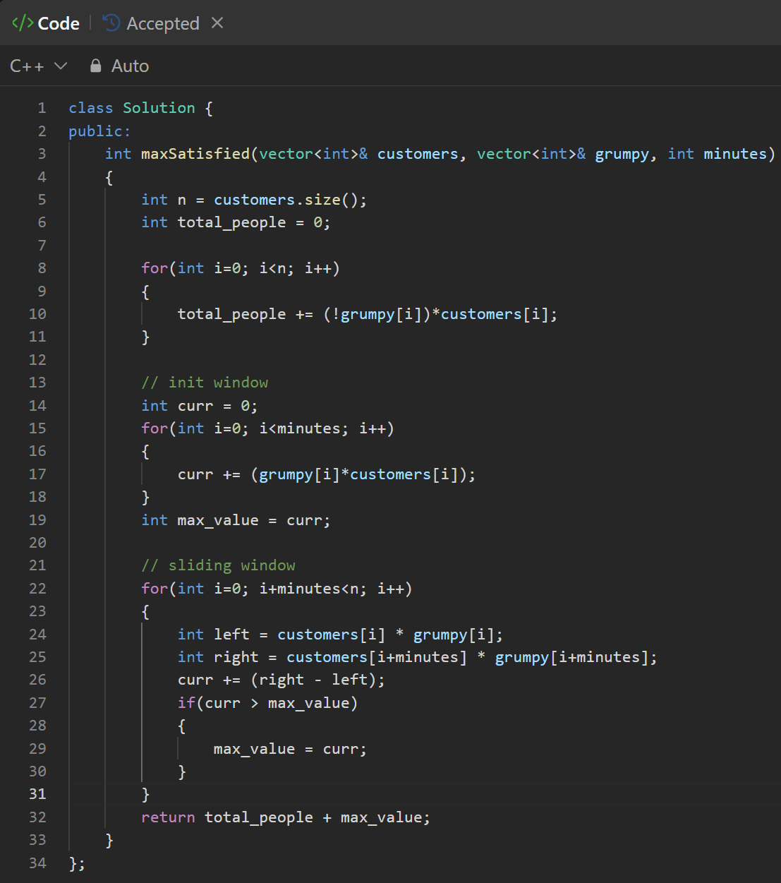 1052. Grumpy Bookstore Owner 解題紀錄 - 佛朗火箭製造基 (@supersonico) | Dcard