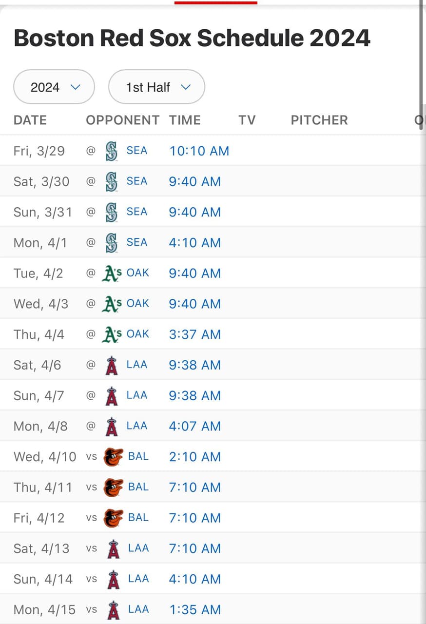 #討論 2024 波士頓紅襪（Red Sox) 例行賽賽程 - MLB板 | Dcard