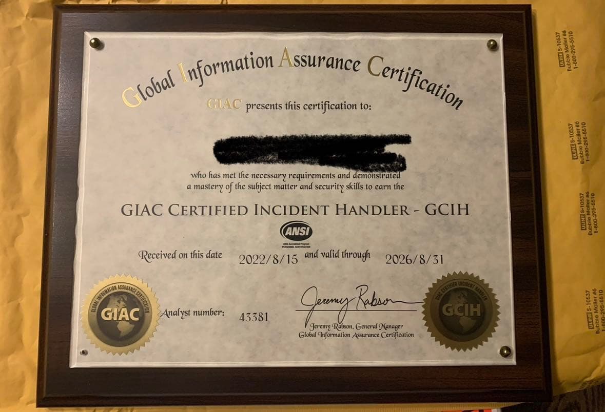 貴死人不償命的資安課程+證照 - SANS SEC 504 GIAC GCIH - 科技業板 | Dcard