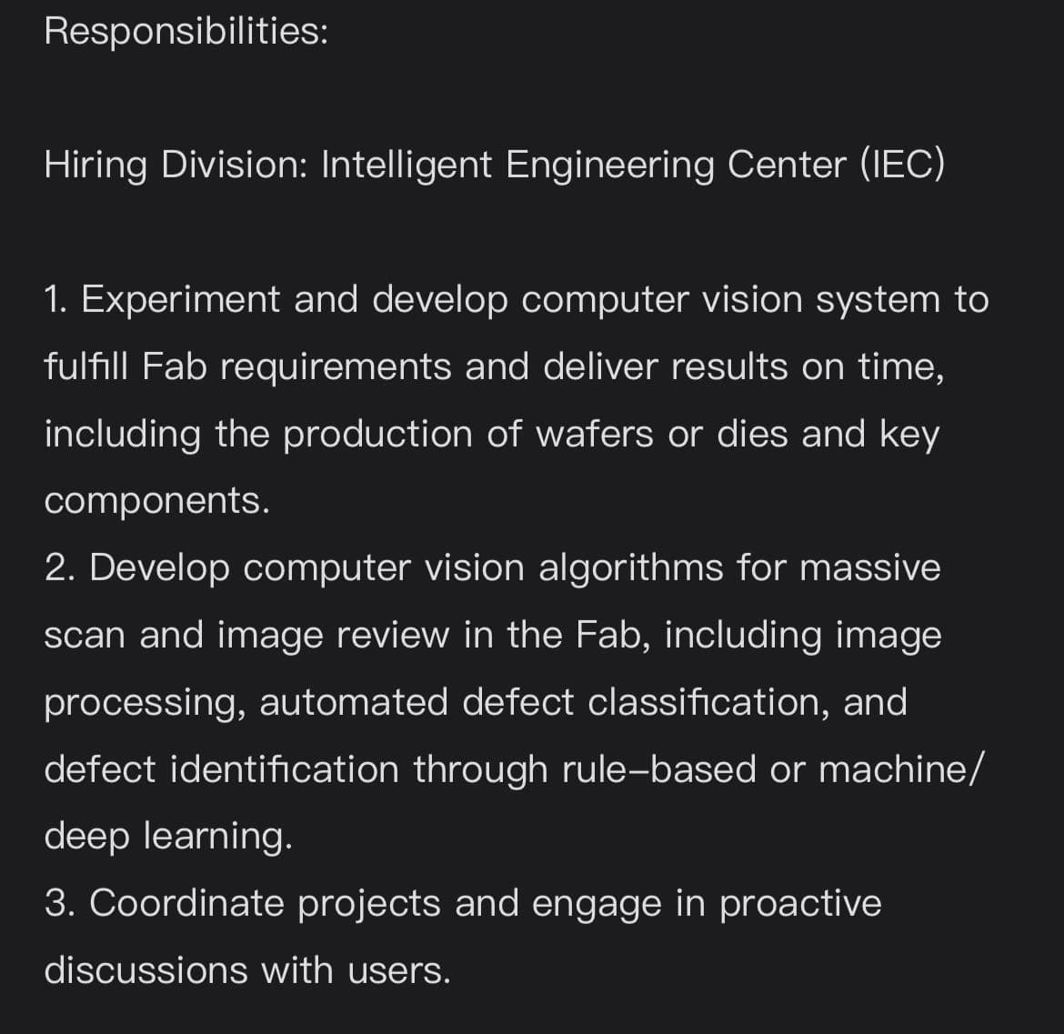 台積電 Image Processing Algorithm and Software Development Engineer 職缺請教 - 科技業板 | Dcard