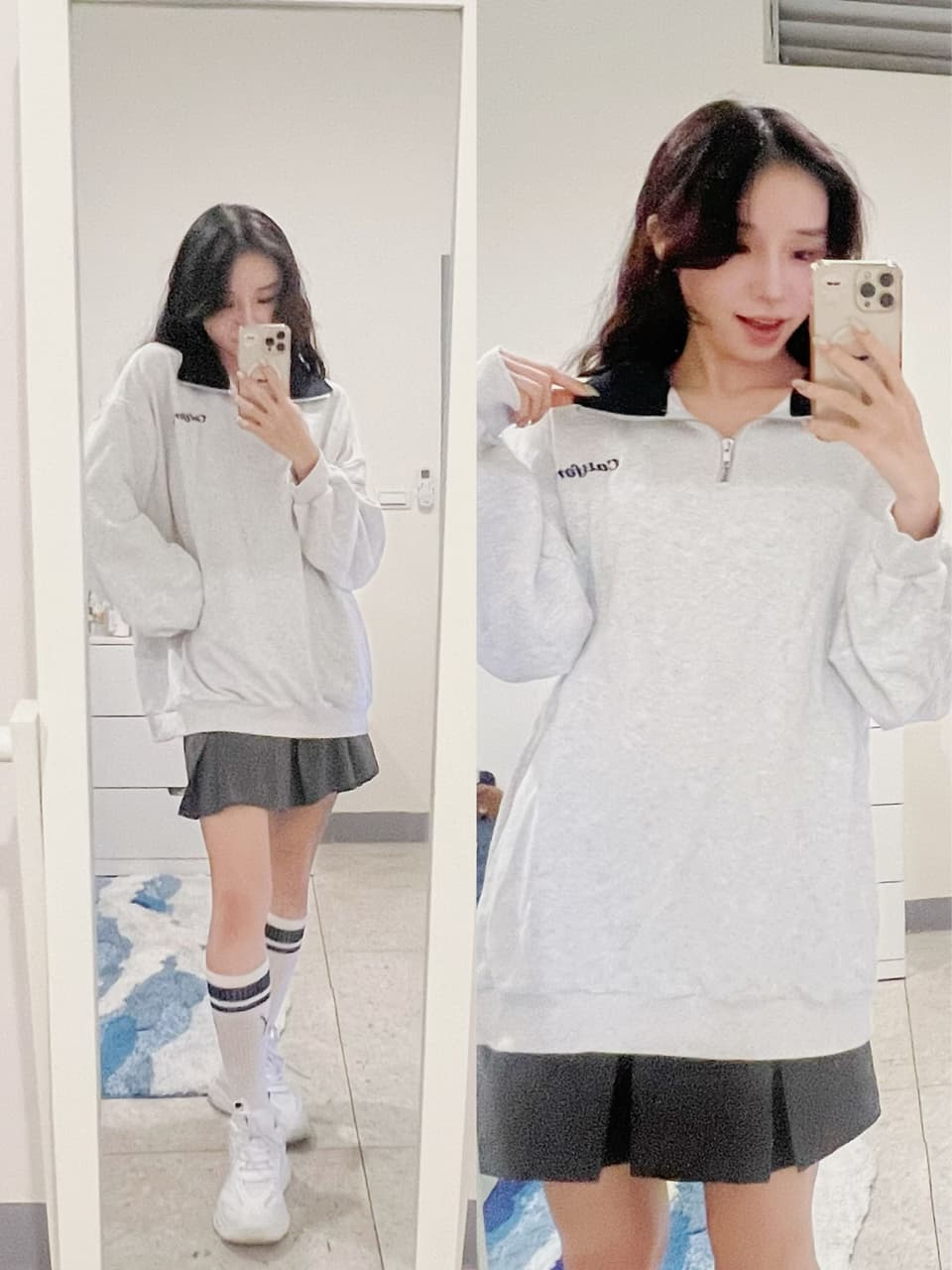 💛OOTD：大學T混搭GU百褶裙 - 宇希 Wish (@yuuhsi) | Dcard