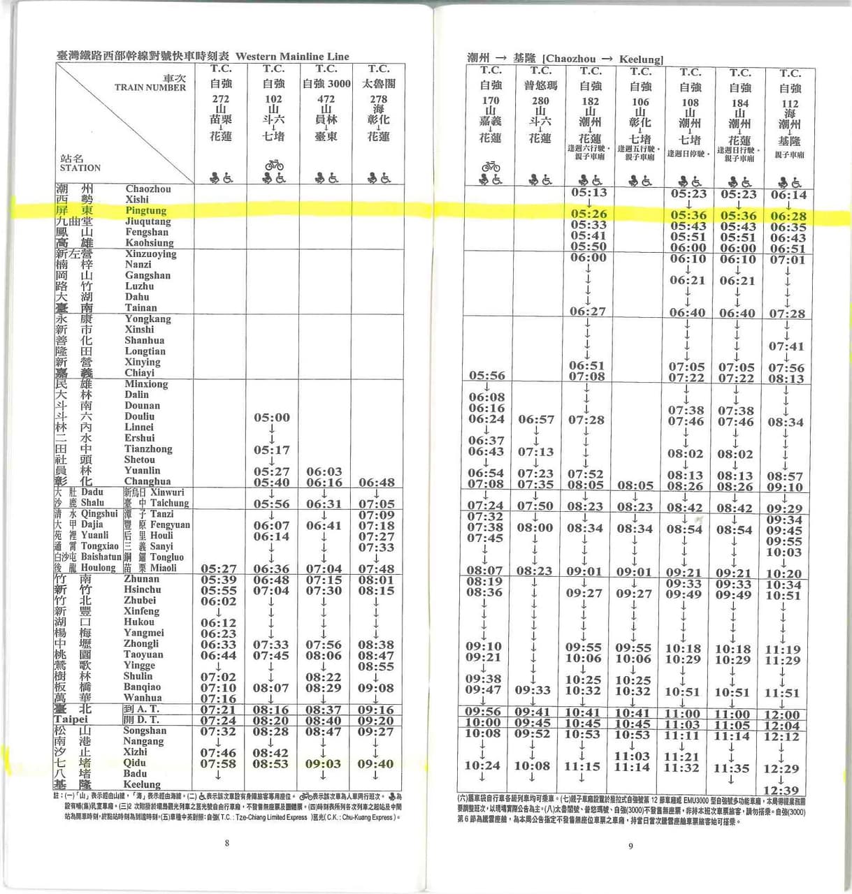 臺灣鐵路火車時刻表-2022年06月29日星期三製發 (Taiwan Railways Train Timetable-Printed On ...