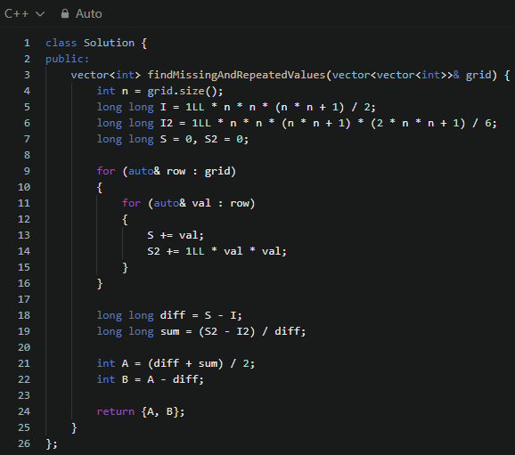 2965. Find Missing and Repeated Values 解題紀錄 - 佛朗火箭製造基 (@supersonico ...