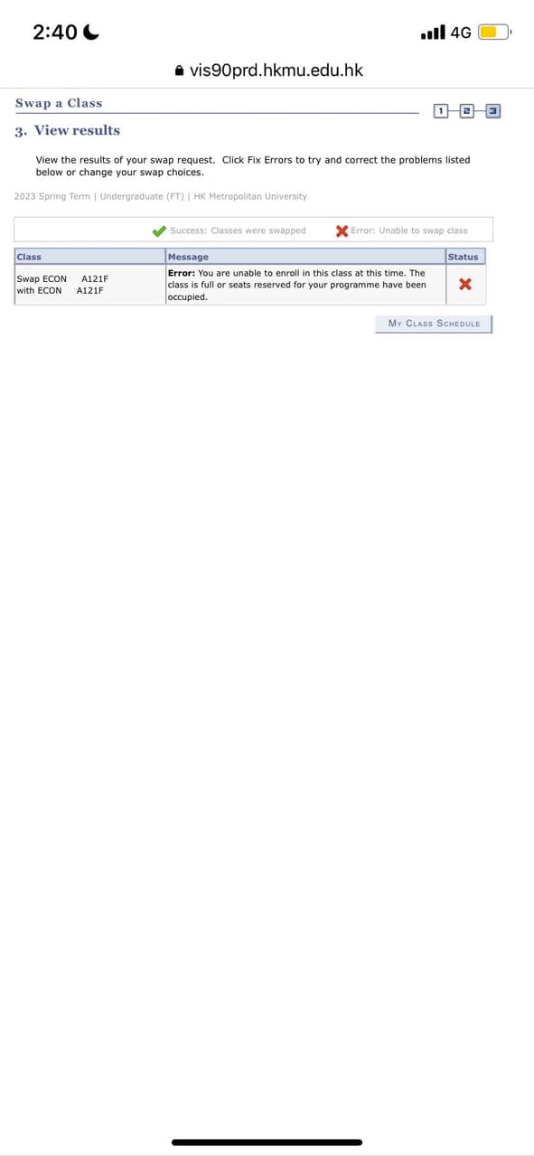求問swap class , 點解一直都swap 唔到？係咪我問題？我想問下仲有冇方法swap class ☹️☹️, 希望各位可以比D意見thx ps 我第一次swap class ,唔知係 ...