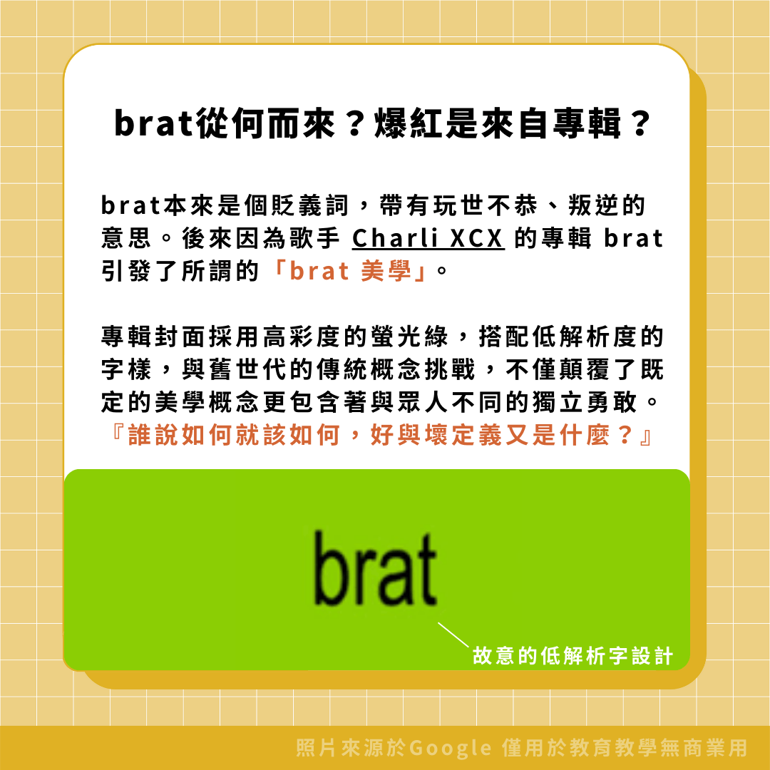 【實用英語篇】2024年度代表字 - brat - 邱吉爾英語 CELH (@churchill2021) | Dcard