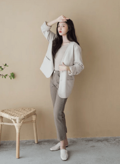 roshop made♡本期必收!質感巨好無領西外 - 穿搭板 | Dcard