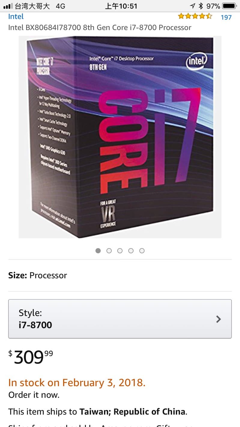 在amazon上購買CPU#Intel#8700 - 3C板 | Dcard