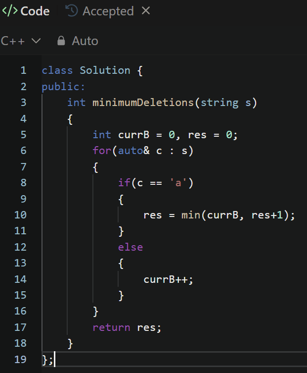 1653. Minimum Deletions to Make String Balanced 解題紀錄 - 佛朗火箭製造基 (@supersonico) | Dcard