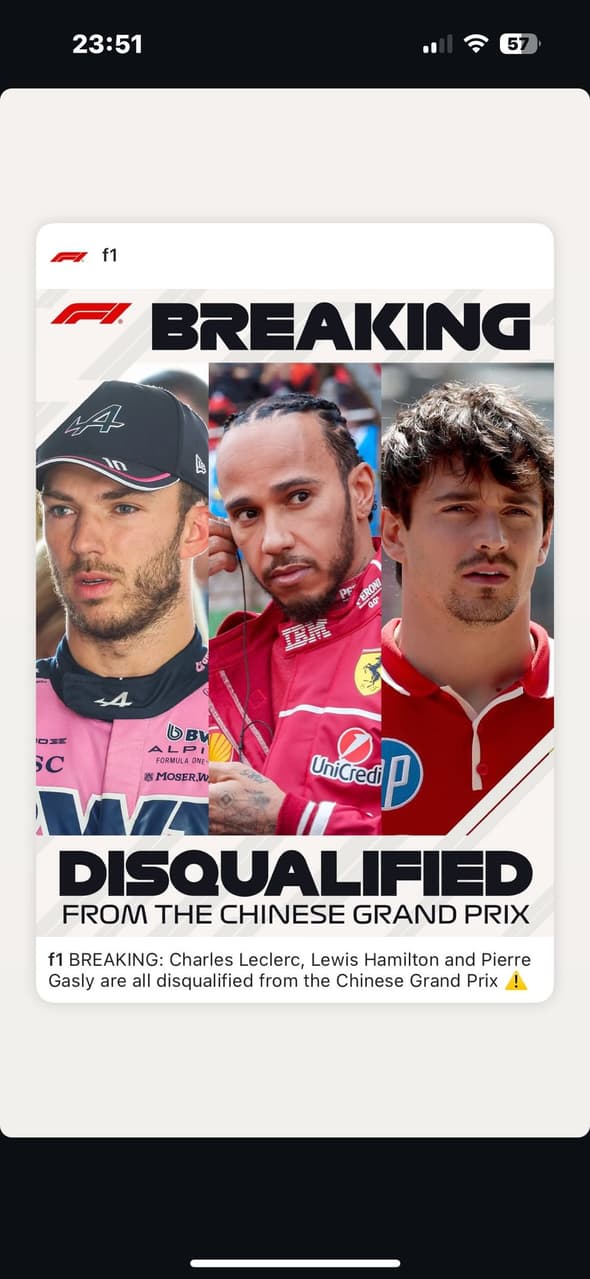 #情報 上海正賽Gasly, 法家雙車DSQ - F1板 | Dcard