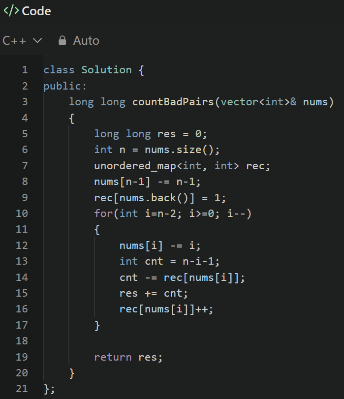 2364. Count Number of Bad Pairs 解題紀錄 - 佛朗火箭製造基 (@supersonico) | Dcard