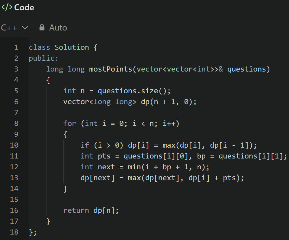 2140. Solving Questions With Brainpower 解題紀錄 - 佛朗火箭製造基 (@supersonico ...