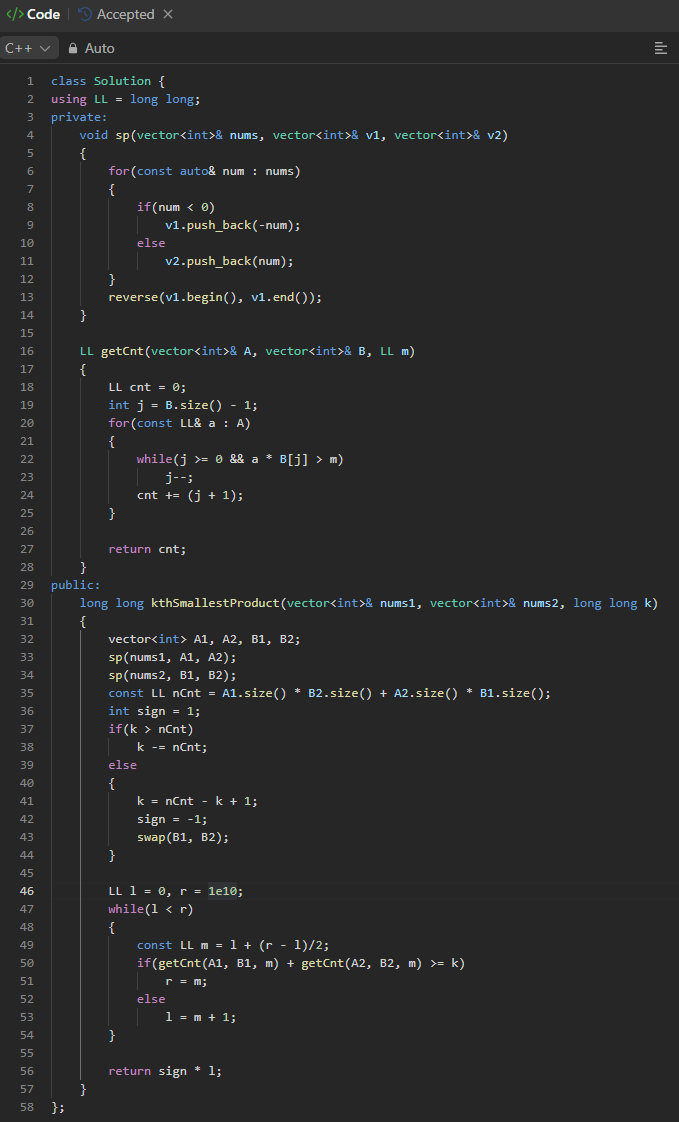 2040. Kth Smallest Product of Two Sorted Arrays 解題紀錄 - 佛朗火箭製造基 (@supersonico) | Dcard