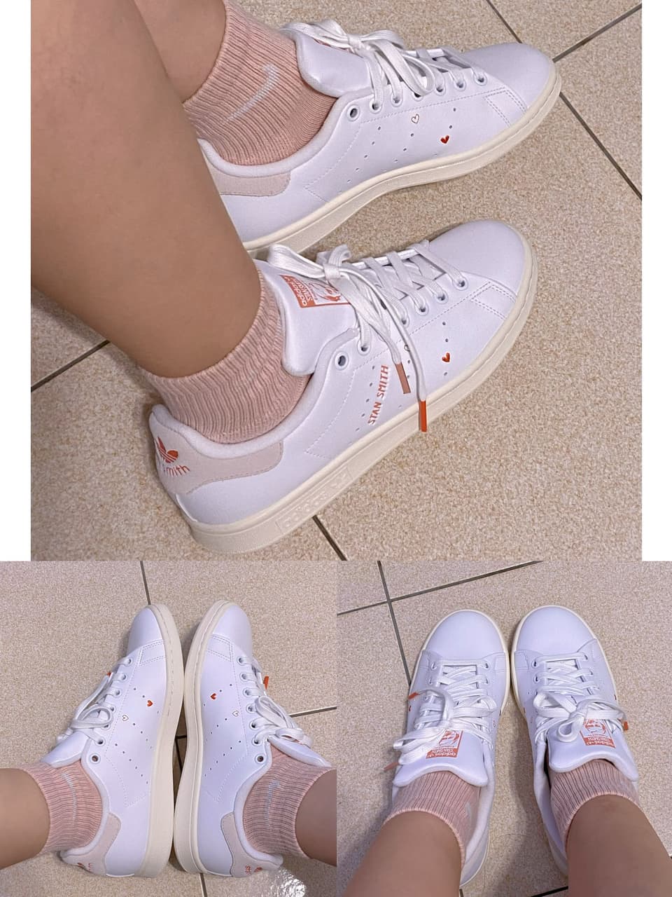 #開箱 adidas Stan smith白鞋粉色愛心款 ️可愛又百搭 愛迪達original ig8482 - 哆啦欸夢我這裡有銅鑼燒 (@suneooo) | Dcard