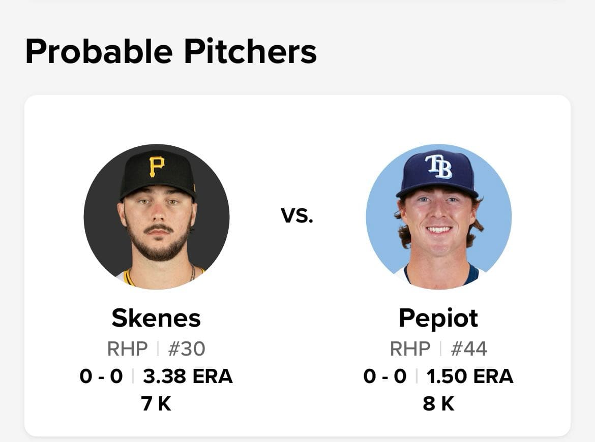 #賽事討論 2025/4/3 MLB 例行賽 / 海盜 VS. 光芒 / 賽事討論區（P.Skenes VS. R.Pepiot) - MLB板 | Dcard