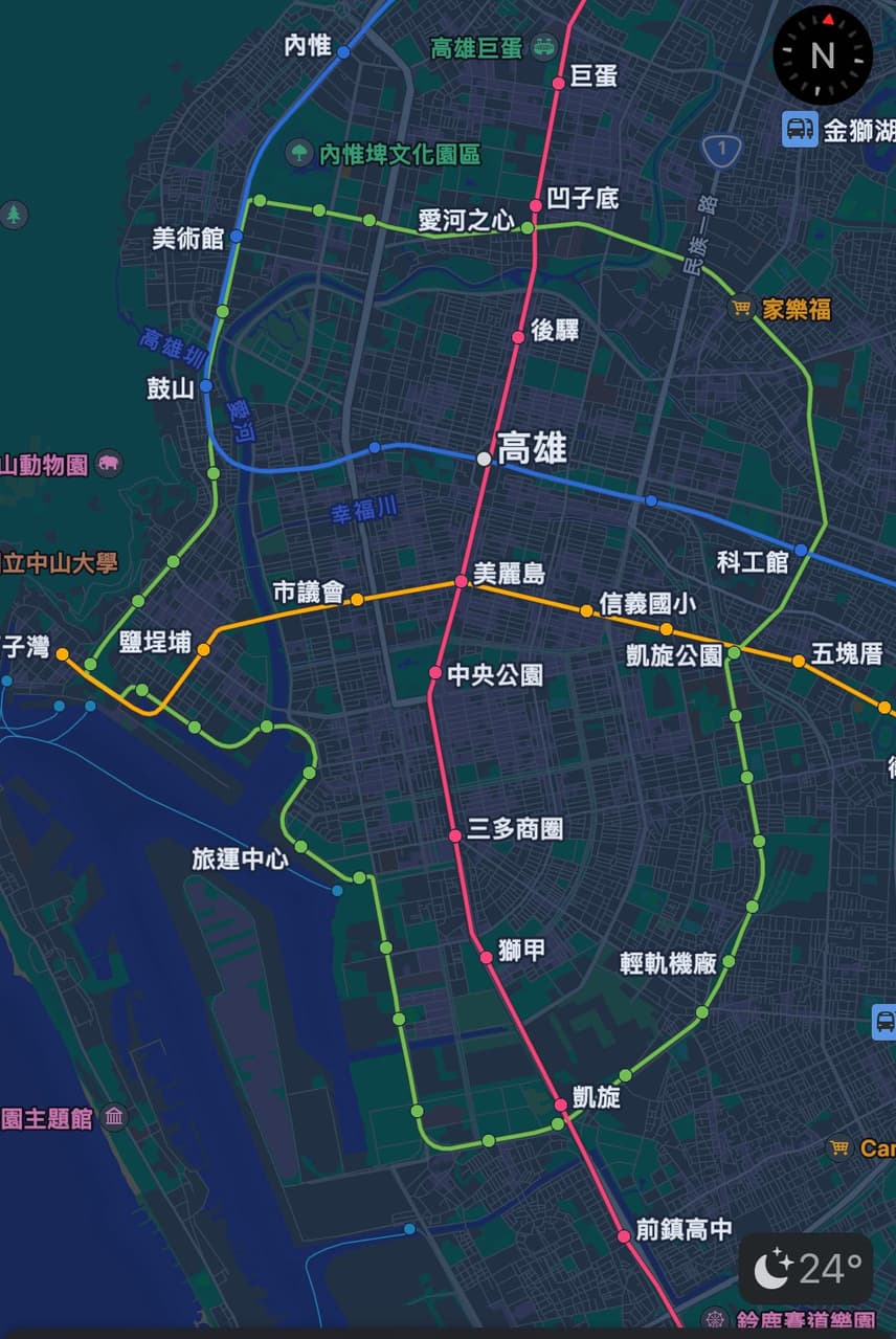 #高雄輕軌 Apple Maps 更新圖資！輕軌終於成環啦～ - y7 (@hy7) | Dcard