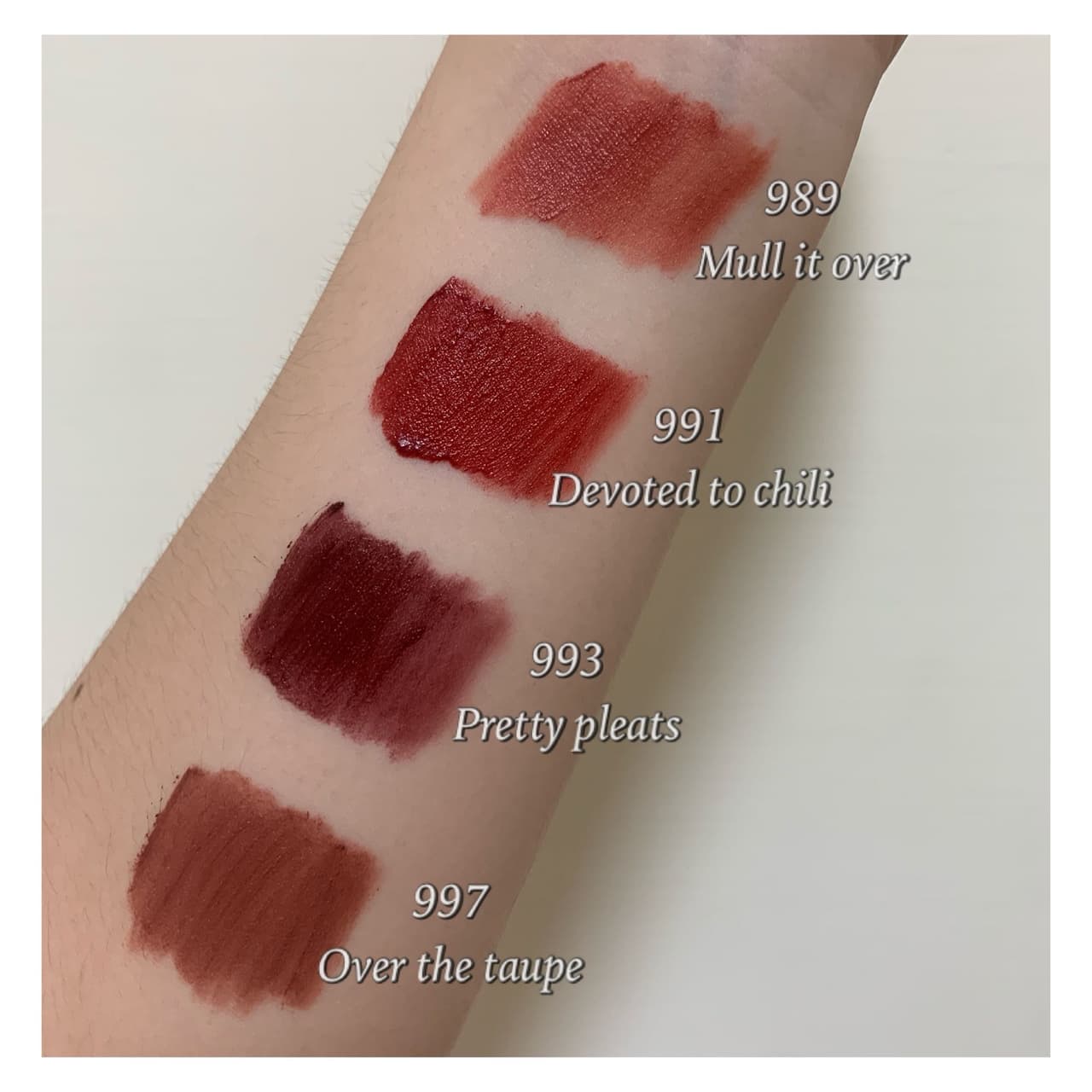 #試色 MAC絲柔粉霧唇釉 #989 #991 #993 #997 讓你魅力四射的四色試色🥳 - 美妝板 | Dcard