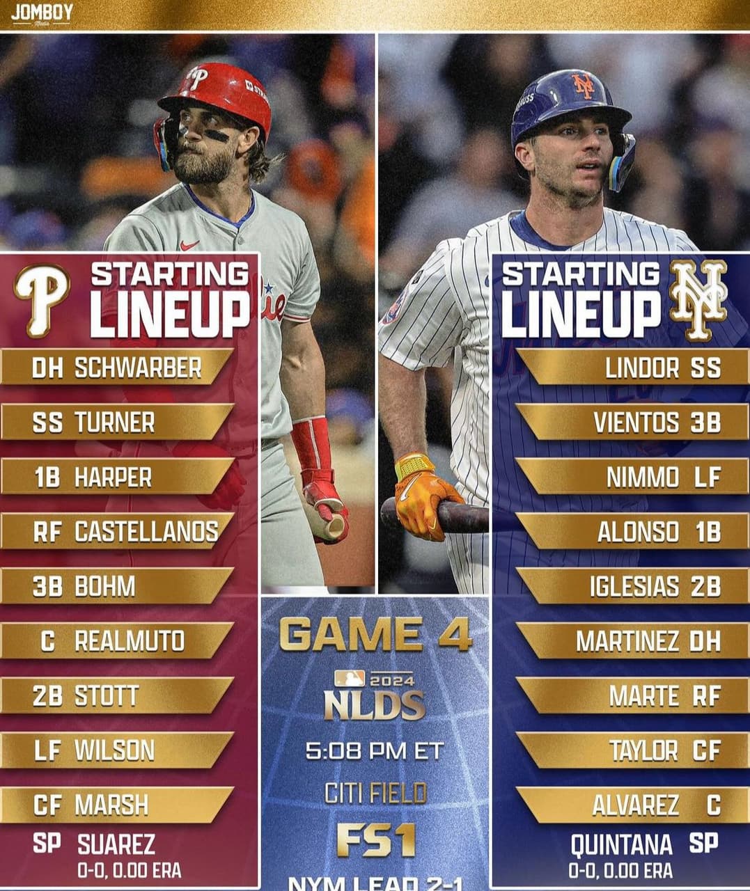 #賽事討論 2024/10/10 MLB NLDS G4 / 費城人 VS. 大都會 / 賽事討論區（R.Suarez VS. J.Quintana）大都會 2-1 領先 - MLB板 | Dcard