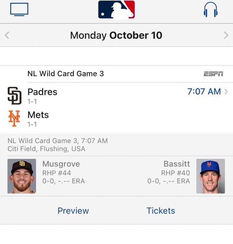 國聯外卡最終戰 教士 VS. 大都會 G3先發投手預告 - MLB板 | Dcard