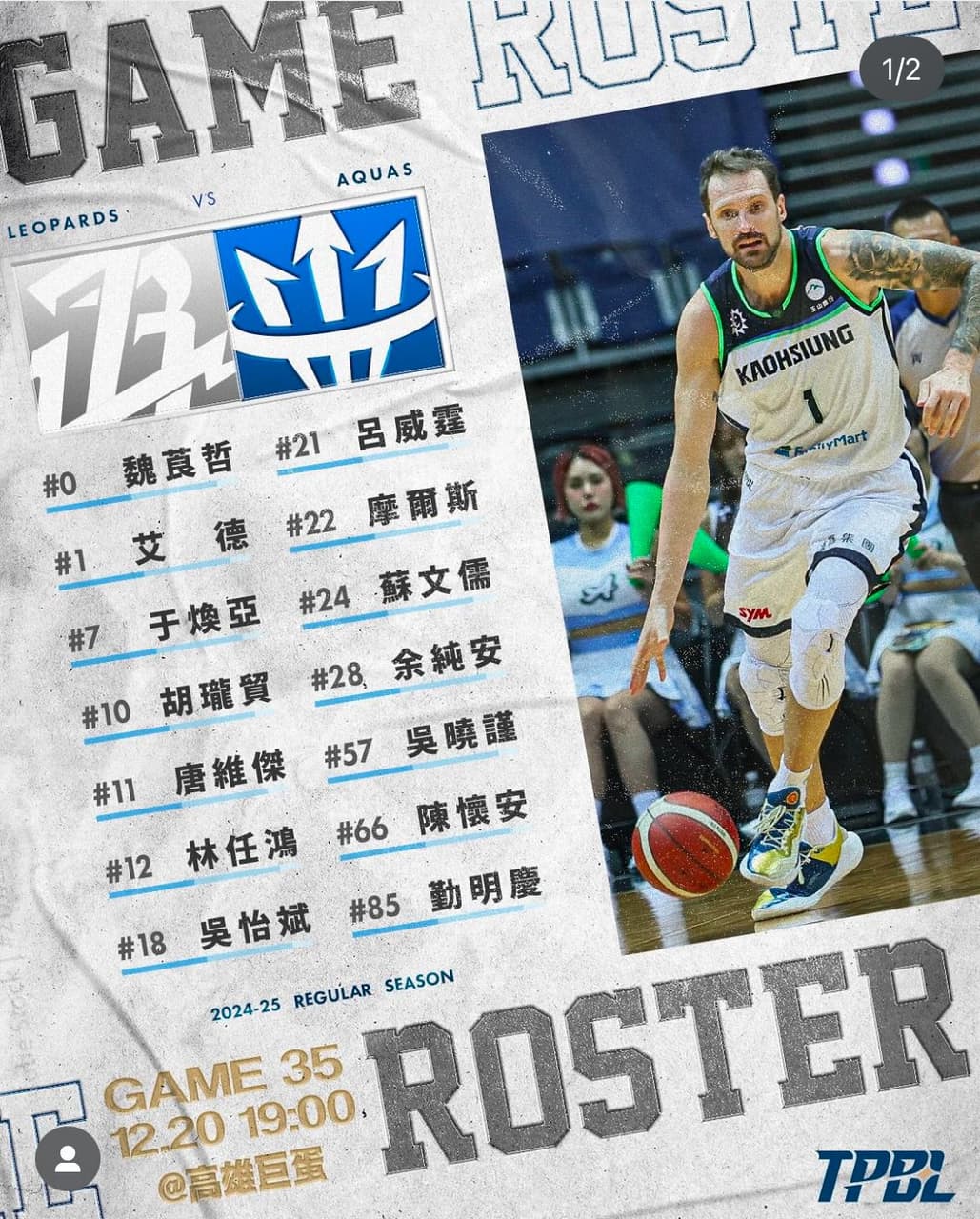 #討論 2024/12/20 TPBL 24-25 G35 / 雲豹🐆 (3-6) VS. 海神🧜（6-4）/ 賽事討論區 - 籃球板 | Dcard