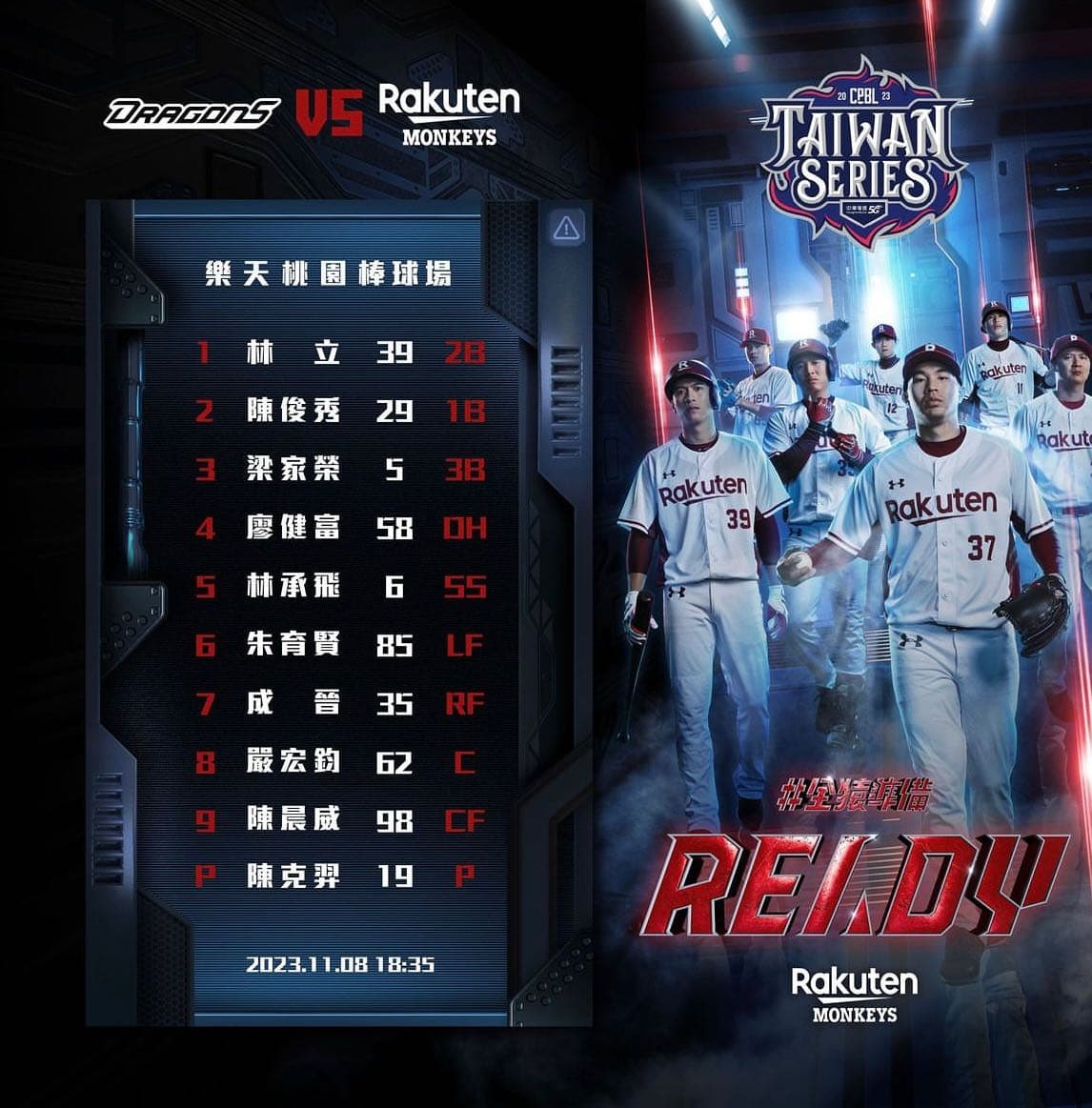 2023.11.8 CPBL 台灣大賽 G4 味全龍(1)🐲 vs. 樂天桃猿(2) 🦍 賽事討論區 - 中職板 | Dcard