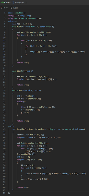 3337. Total Characters in String After Transformations II 解題紀錄 - 佛朗火箭製造基 (@supersonico) | Dcard