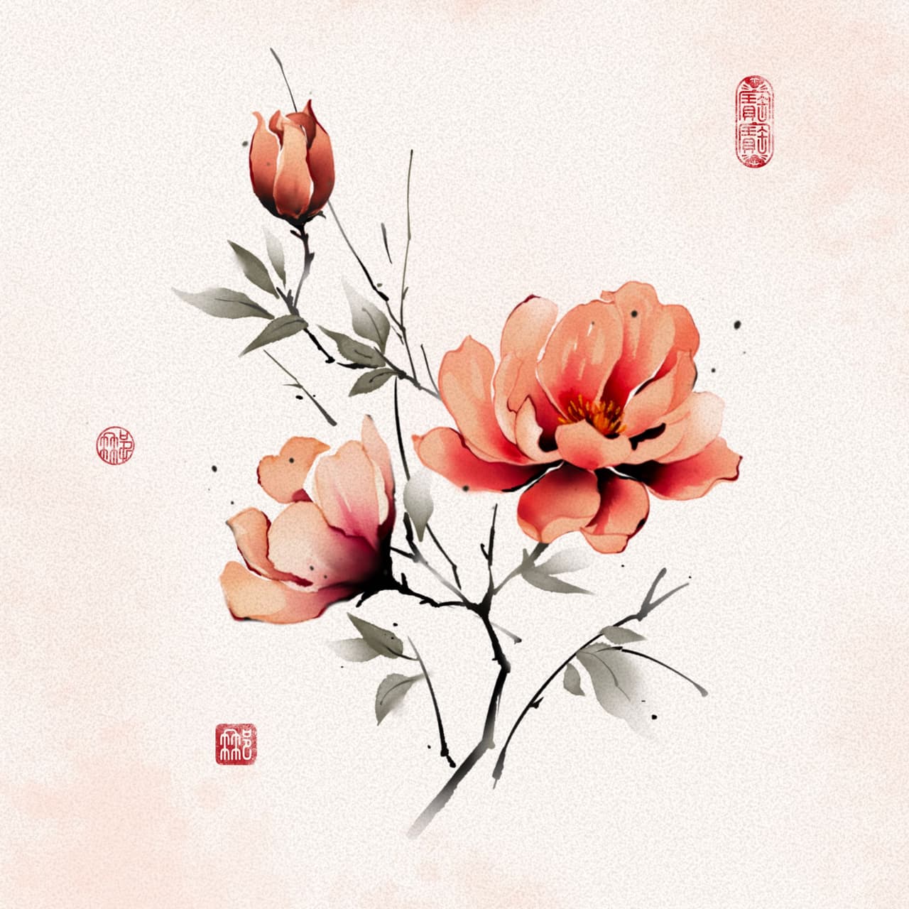 刺青認領圖 - 水墨 芍藥 - ttt (@tina_ttt) | Dcard