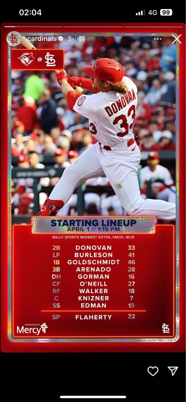 2023.4.2 （日）MLB 例行賽 多倫多藍鳥TOR vs. 聖路易紅雀STL 賽事討論區 - MLB板 | Dcard