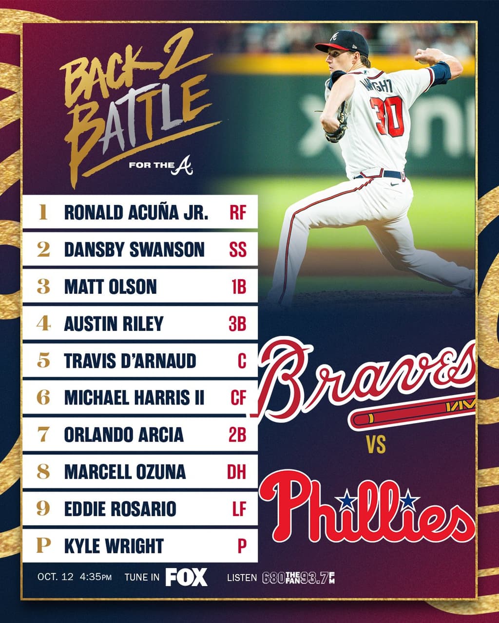 2022.10.13 國聯分區系列賽 G2 費城費城人 vs. 亞特蘭大勇士 賽事討論區 (Series: 1:0) - MLB板 | Dcard