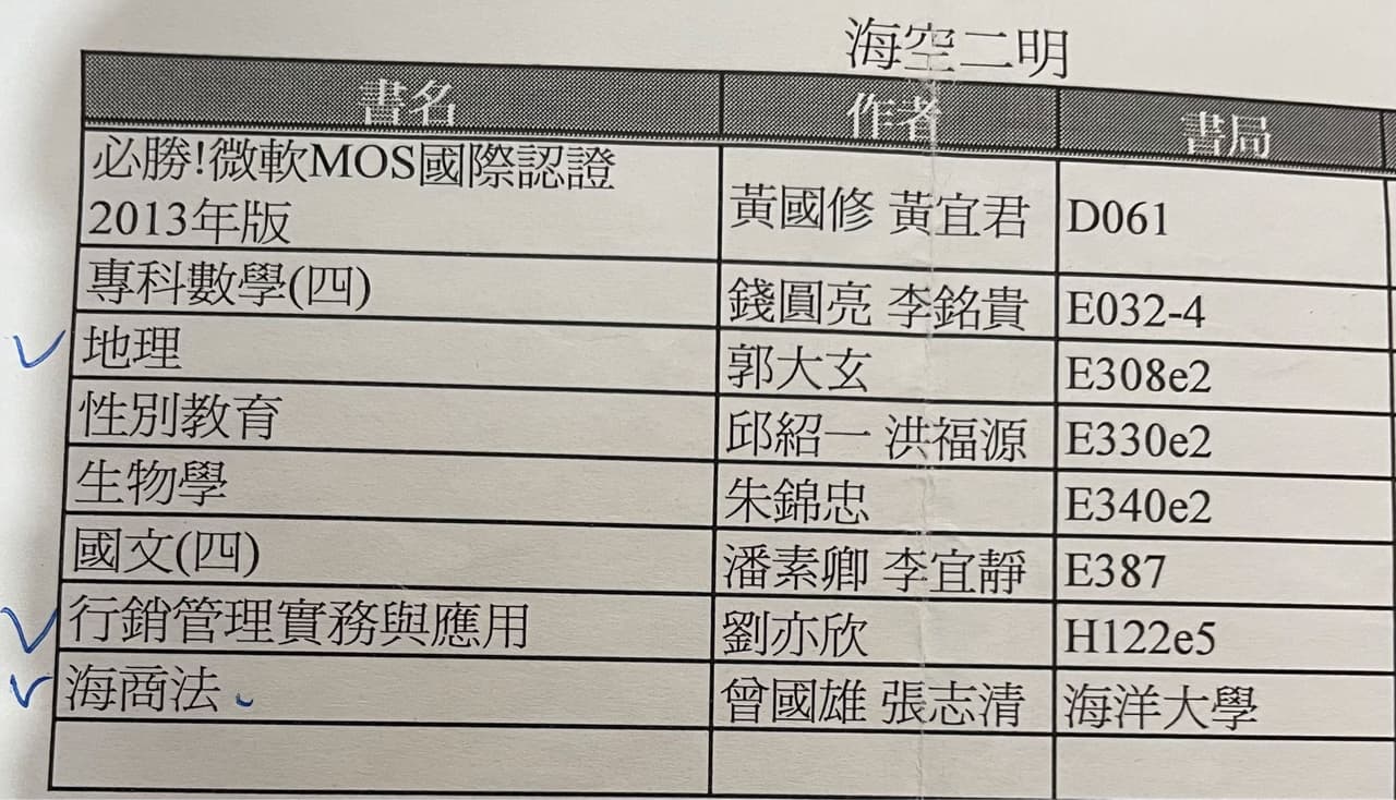 售海空五專五年二手書 台北海洋科技大學板 Dcard
