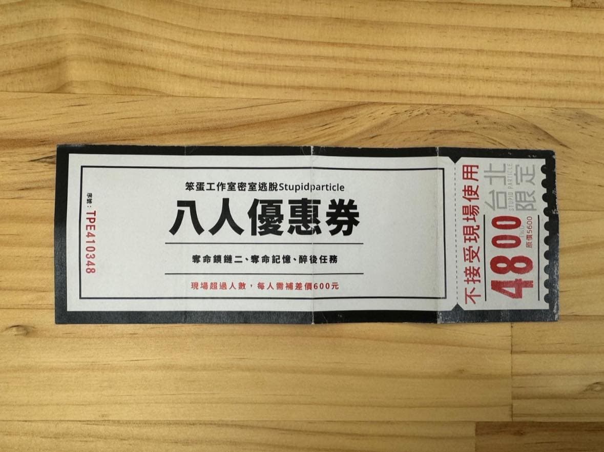 讓票 密室逃脫團體8人票 票券交流板 Dcard