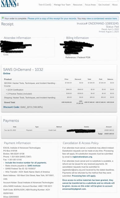 貴死人不償命的資安課程+證照 - SANS SEC 504 GIAC GCIH - 科技業板 | Dcard