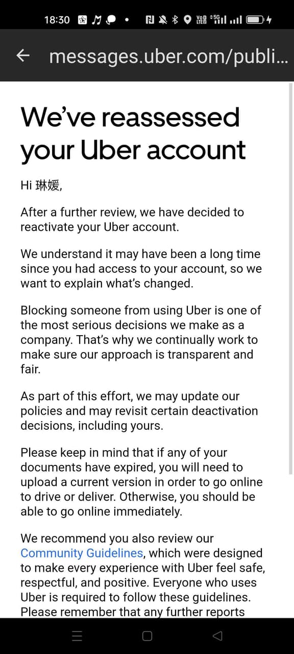 #問題 關於Uber 被停權.. - 外送板 | Dcard