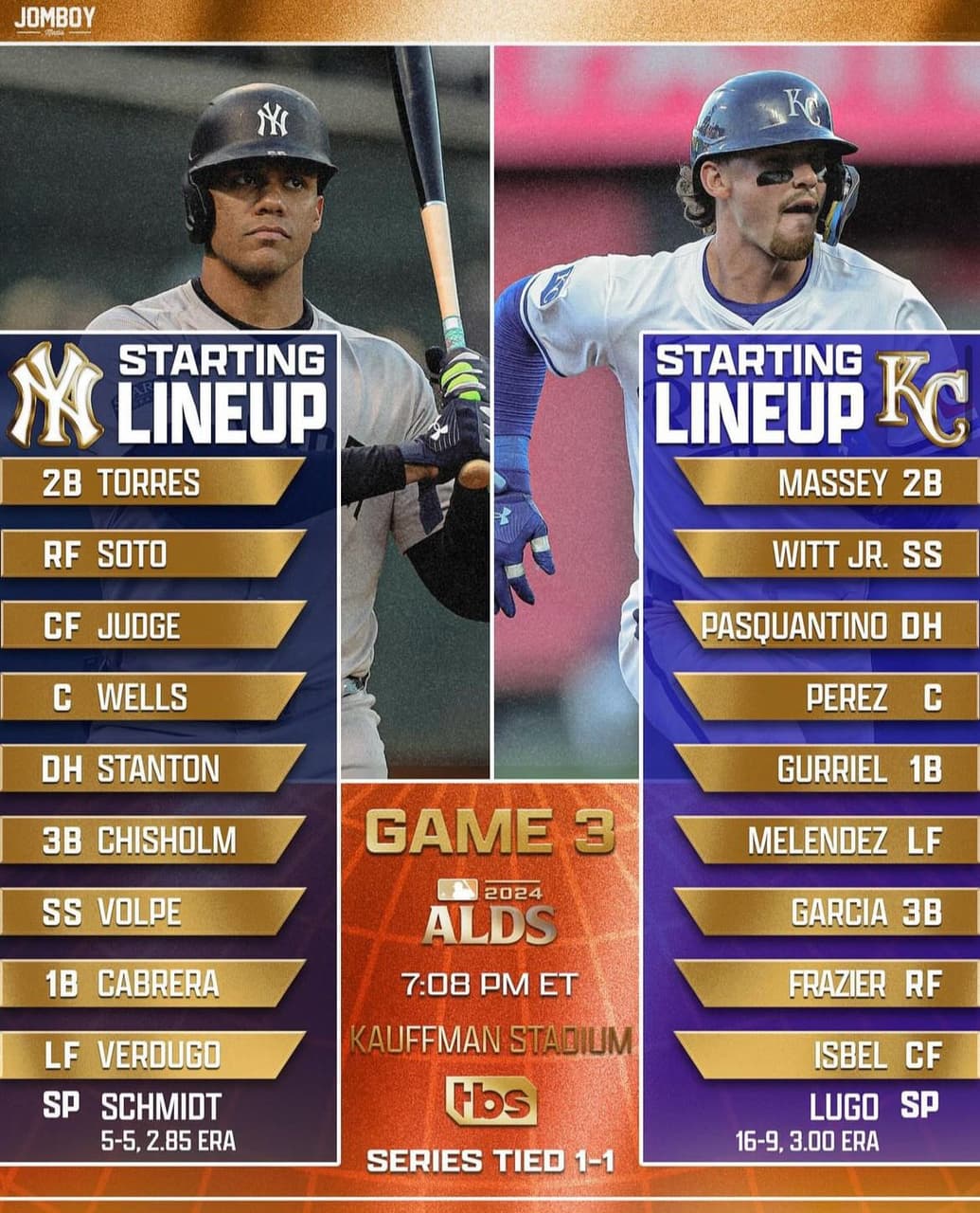 #賽事討論 2024/10/10 MLB ALDS G3 / 洋基 VS. 皇家 / 賽事討論區（C.Schmidt VS. S.Lugo）系列賽 1-1 - MLB板 | Dcard